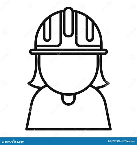 Female Construction Worker Wearing Hard Hat Safety Icon Stock