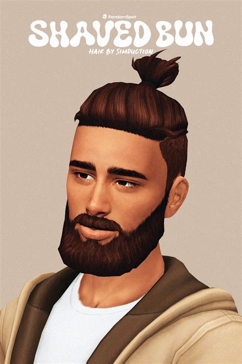 Shaved Male Bun Hair By Simduction Sims 4 Cc In 2024 Sims Hair Sims 4 Black Hair Sims 4