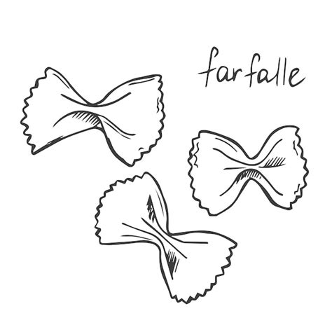 Pâtes Farfalle Italiennes Croquis Dessiné à La Main Vecteur Premium