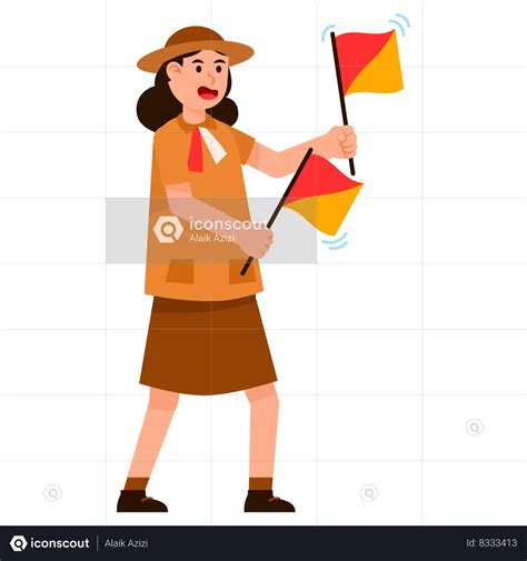 Best Scout Girl With Semaphore Flag Illustration Download In Png And Vector Format
