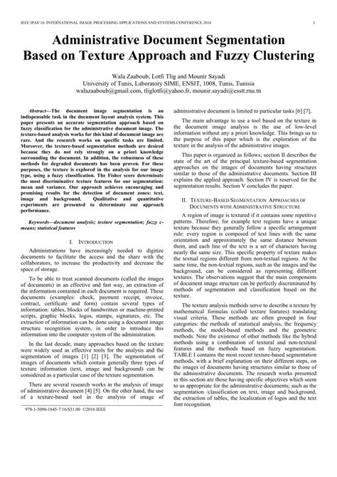 Pdf Administrative Document Segmentation Based On Texture Approach