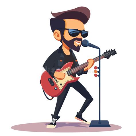 Man With Guitar Singing On Stage Vector Illustration Stock Vector