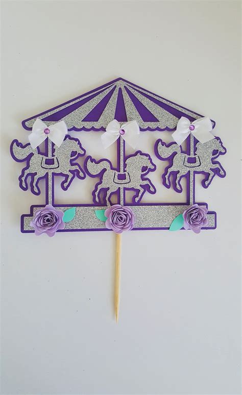 Carousel Cake Topper Custom Colors Glitter Carousel Decor Cake Decor