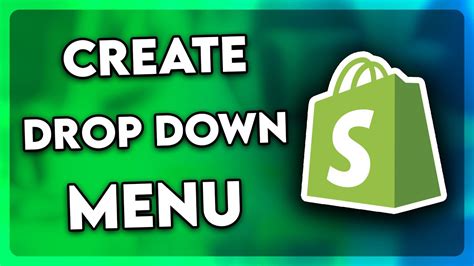 How to Create Drop Down Menu in Shopify (2025) - YouTube