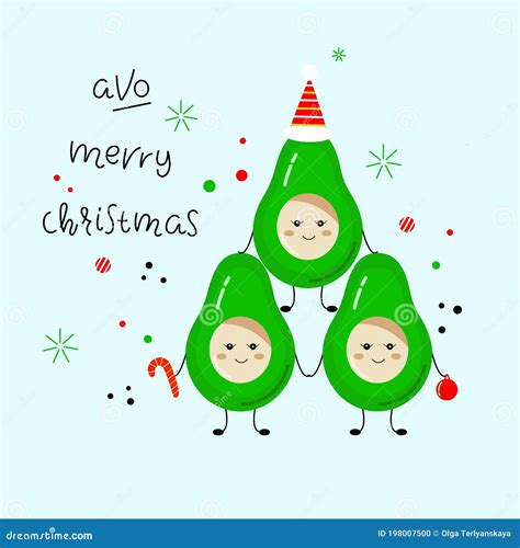 Avo Merry Avocado Character With Santa Hat And Christmas Ball Royalty