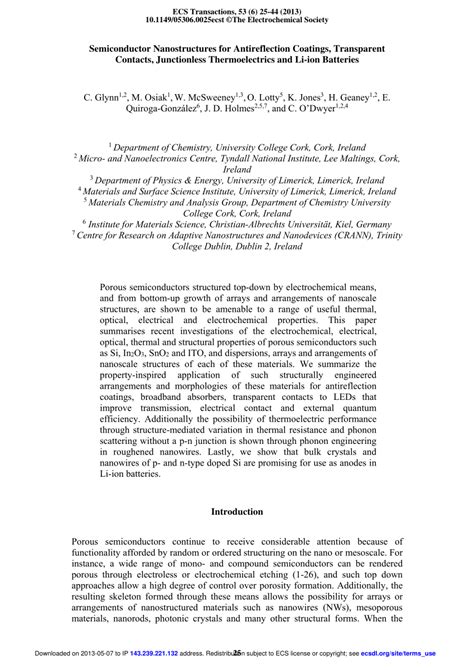 Pdf Semiconductor Nanostructures For Antireflection Coatings