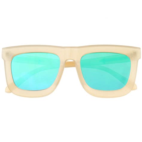 Hipster Flat Front Square Horned Rim Revo Sunglasses Zerouv