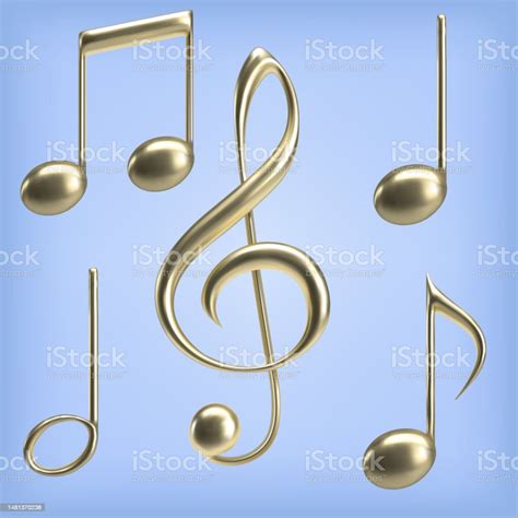 3dゴールデンノートと高音部記号ベクターイラスト 音符のベクターアート素材や画像を多数ご用意 音符 3d 金属 金 Istock