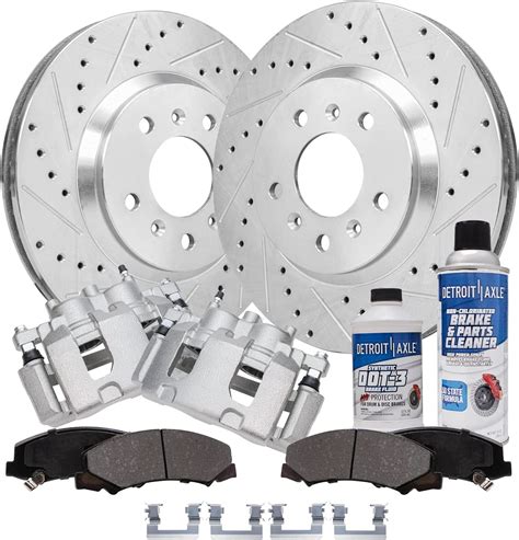 Front Drilled And Slotted Brake Rotors Pair
