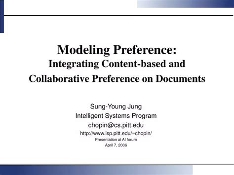Ppt Modeling Preference Integrating Content Based And Collaborative