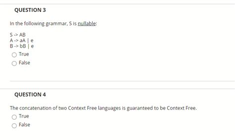 Solved Question 3 In The Following Grammar S Is Nullable