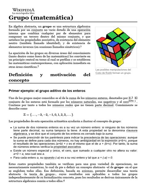 Grupo Matemática Wikipedia La Enciclopedia Libre Pdf Grupo
