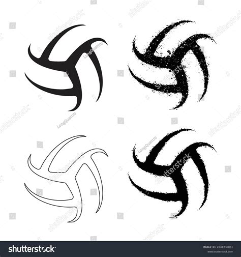 Set Four Volleyball Symbols Different Forms Stock Vector Royalty Free