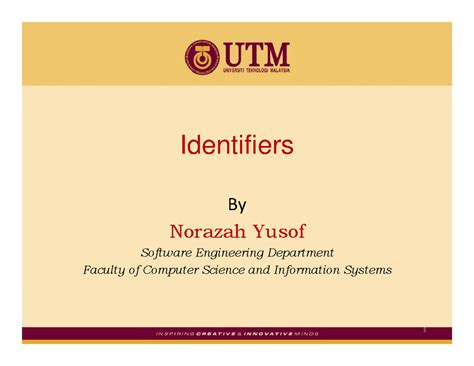 lecture 04 identifiers identifiers byby norazah yusof software