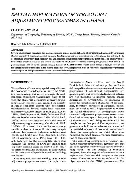 Spatial Implications Of Saps In Ghana 1993 Pdf Structural