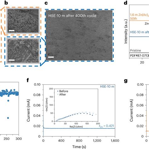 High Zn²⁺zn Reversibility And Uniform Zn Metal Deposits A Sem Image