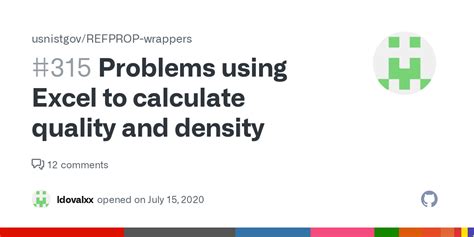 problems using excel to calculate quality and density · issue 315