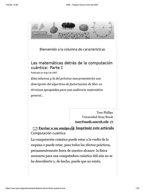 Ams Feature Column From The Ams 1 Pdf Computación Cuántica