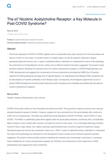 Pdf The α7 Nicotinic Acetylcholine Receptor A Key Molecule In Post