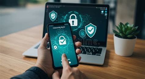 Secure Your Digital Life Mobile And Laptop Cybersecurity Data Protection And Privacy Stock