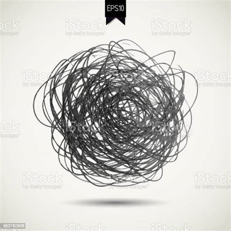 손으로 그린된 낙서 원입니다 스케치 선 선 요소입니다 벡터 일러스트입니다 모든 격리 하 고 계층 그레이 스케일에 대한 스톡 벡터