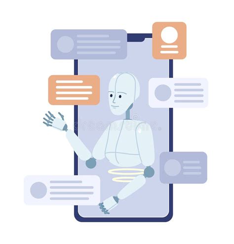 Ai Virtual Assistant On Mobile Phone Flat Concept Vector Spot Ai Virtual Assistant On Mobile Phone Flat Concept Vector Spot