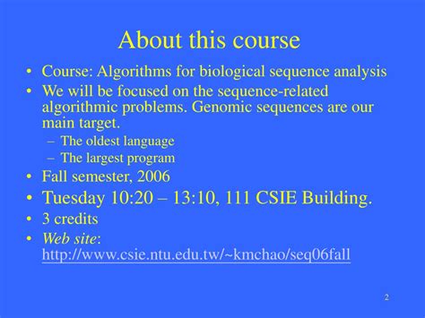 Ppt Algorithms For Biological Sequence Analysis Course Overview