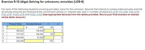 Solved Exercise 5 13 Algo Solving For Unknowns Annuities
