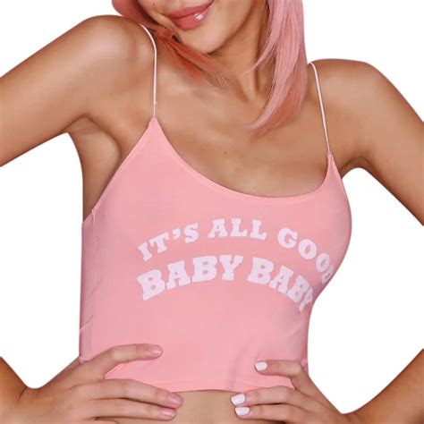 Underwear Women Crop Top Women Summer 2019 Cami Letter Print Crop Top