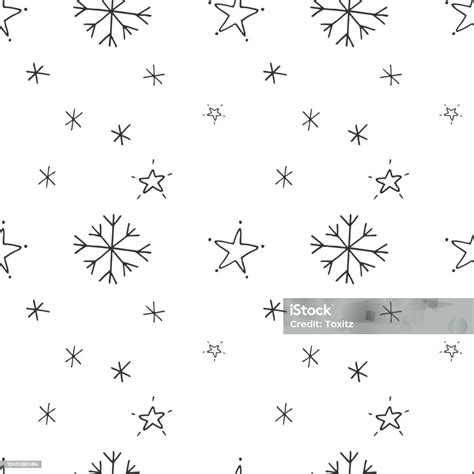겨울 눈송이 낙서 만화 벡터 일러스트 레이 션의 완벽 한 패턴 0명에 대한 스톡 벡터 아트 및 기타 이미지 0명 12월 겨울 Istock