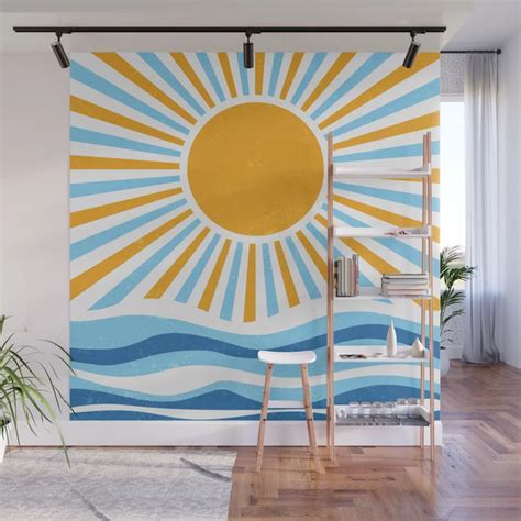 Sun Retro 70s Vintage Wall Mural By Rosemary Apricot