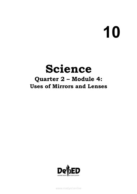 Science 10 Quarter 2 Module 4 Uses Of Mirrors And Lenses Grade 10 Modules