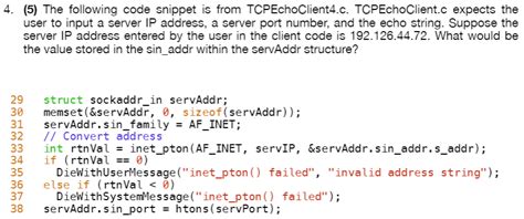 Solved The Following Code Snippet Is From Chegg