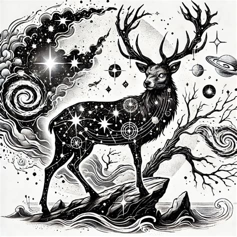 Space Deer With Star Lichen Tattoocrafters