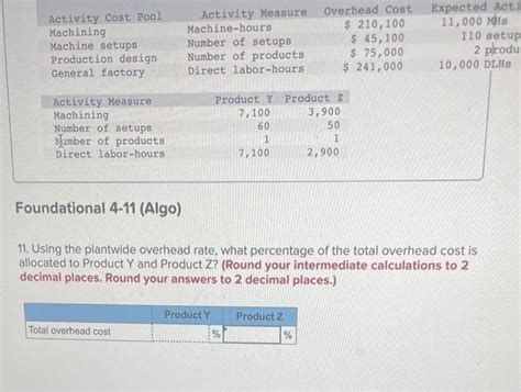 Solved 11 Using The Plantwide Overhead Rate What Perce
