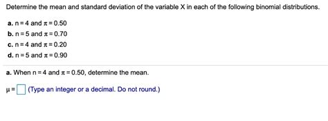 Solved Determine The Mean And Standard Deviation Of The
