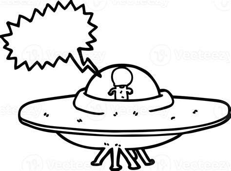 Hand Drawn Speech Bubble Cartoon Alien Flying Saucer Icon 40836637 Png