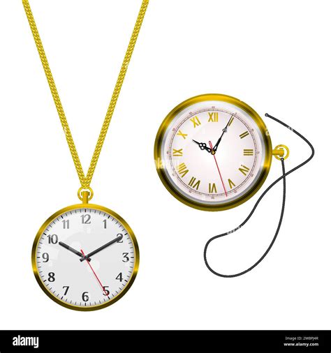 Gold Watch On A Chain And String Roman Numerals Arabic Numerals 3d