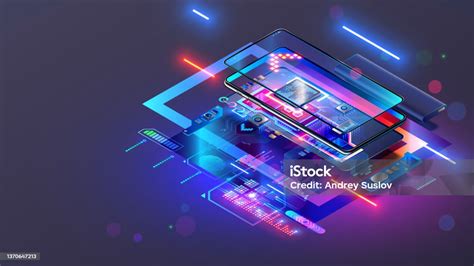 분해 된 휴대 전화의 수리 깨진 스마트 폰 전자 부품 모바일 프로세서 또는 Pcb 보드 케이스 화면 전자 부품 호버링에 칩 장치 펌웨어 데이터 복구 개념 휴대전화에 대한