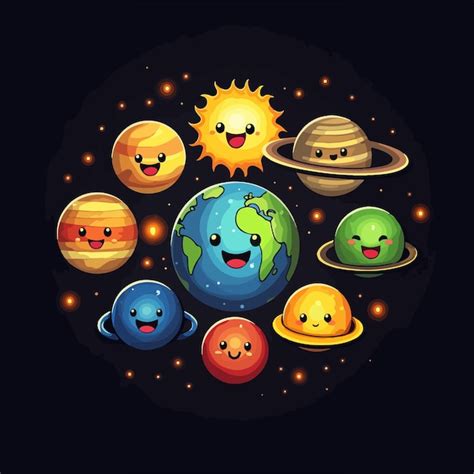 Planeta bonito desenho animado sol terra marte mercúrio júpiter vênus