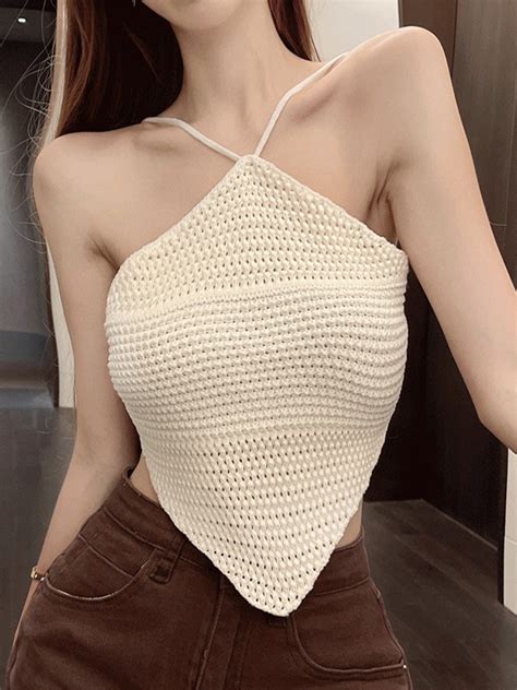 섹시 시크 백리스 홀터넥 섹시 크롭 그물니트 나시탑 비치룩 휴가룩 color 여자나시탑 여자탑나시 여자홀터넥 홀터넥나시 유니크한나시 여자나시 페스티벌룩 클럽룩