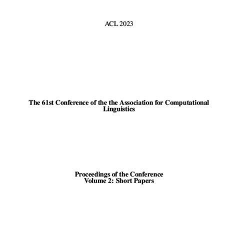 Proceedings Of The 61st Annual Meeting Of The Association For
