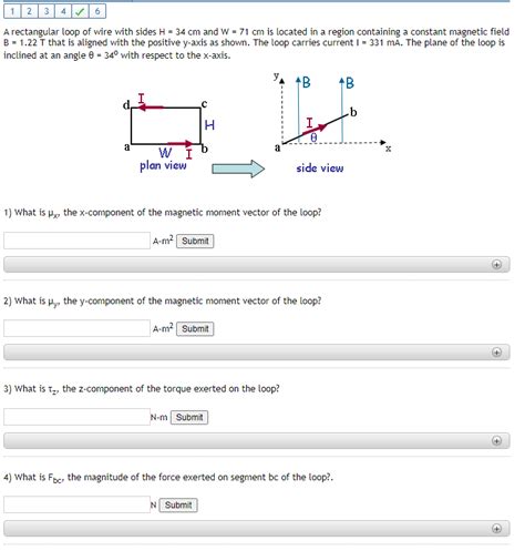 Solved A Rectangular Loop Of Wire With Sides H34 Cm And