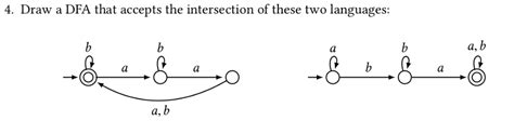 Solved 4 Draw A DFA That Accepts The Intersection Of These Chegg Com