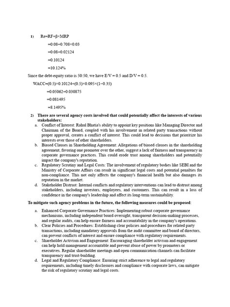 Model Answer Mid Sem Pdf Corporate Governance Capital Structure