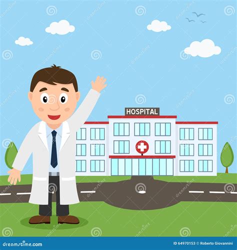 Hospital Building Cartoon Modern Vector Illustration Medical Clinic