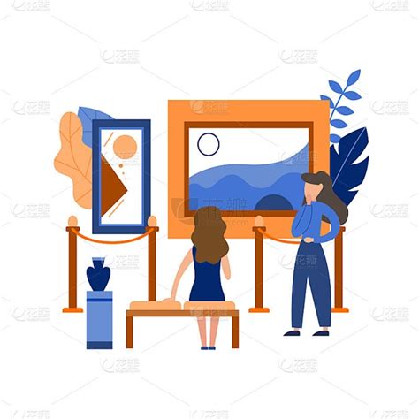创造性的艺术画廊。博物馆展览与人。海报卡通的概念。展厅艺术品设计。平面向量插图图片其他图片图片素材 花瓣网