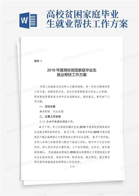 高校贫困家庭毕业生就业帮扶工作方案Word模板下载 编号lzmxvajn 熊猫办公