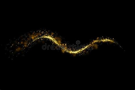 Gold Glitter Particles Lights Trail And Bokeh On A Black Background