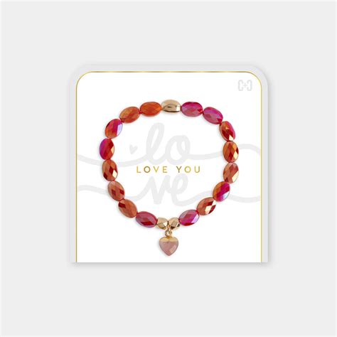 Love You Heart Charm Stretch Bracelet Tgbbrands